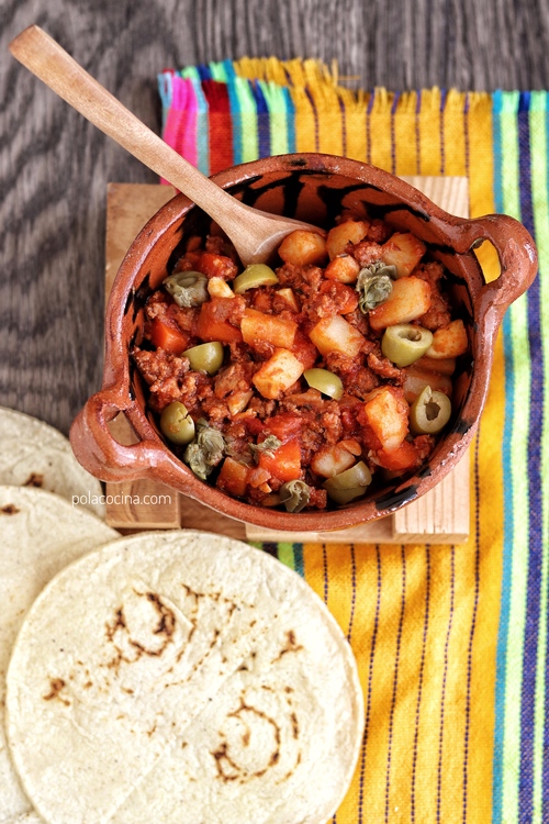 Picadillo de carne molida con papas receta mexicana